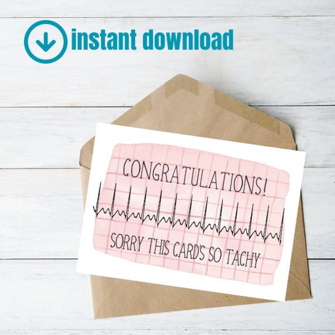 DIGITAL DOWNLOAD | ECG Trace Funny Card | Doctor/nurse/paramedic ...