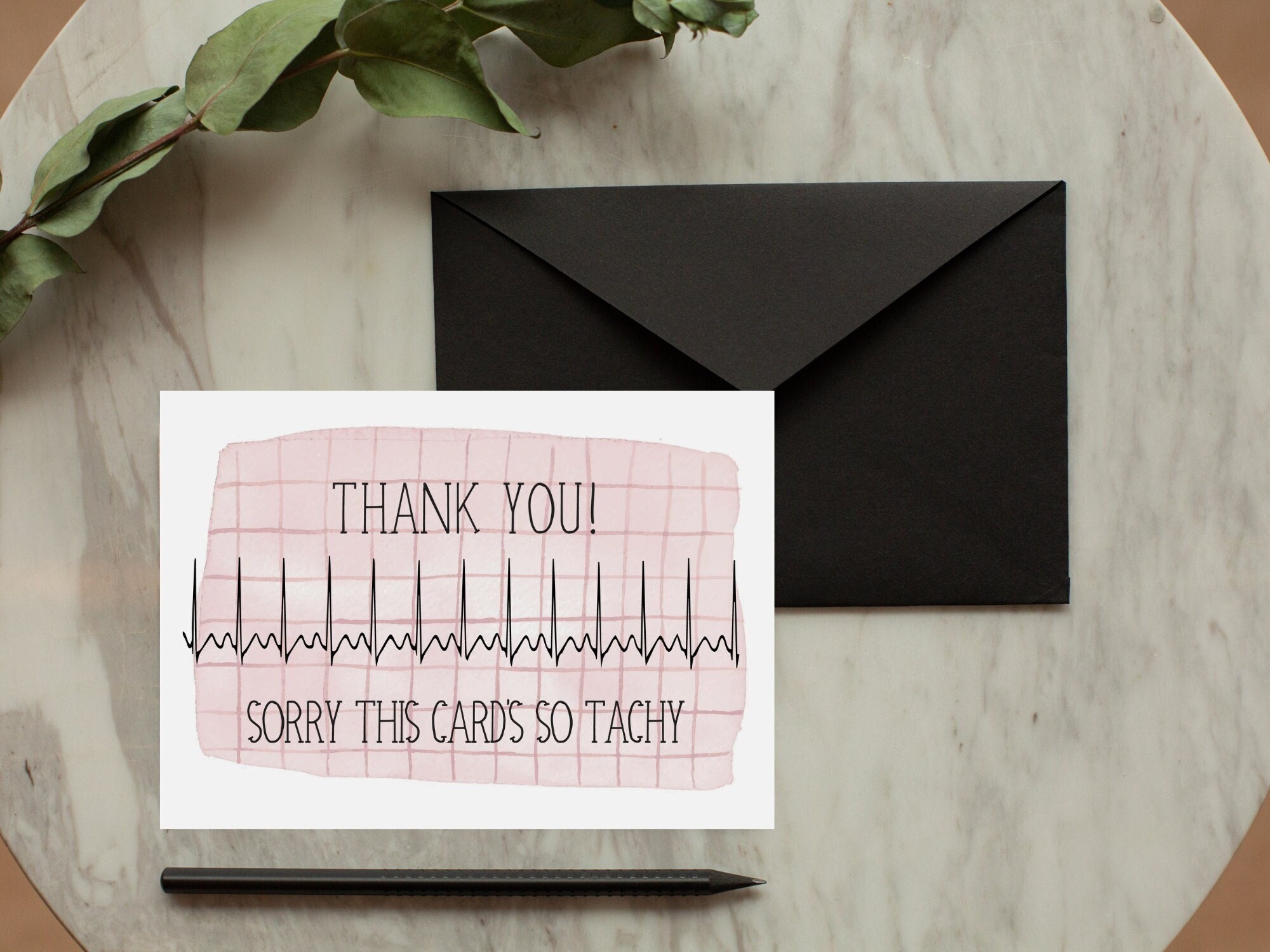 DIGITAL DOWNLOAD | Thank You | ECG Trace Funny Card | Doctor/nurse ...