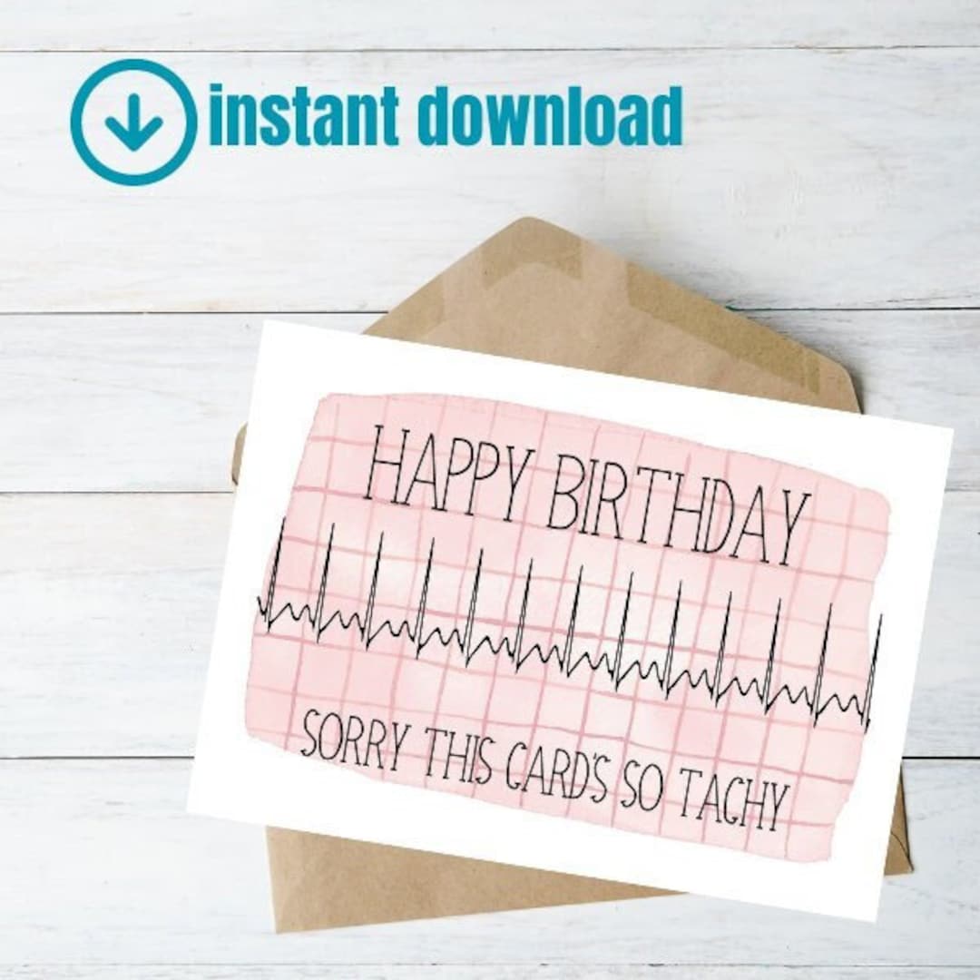 DIGITAL DOWNLOAD | ECG Trace Funny Card | Doctor/nurse/paramedic ...