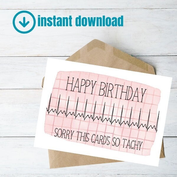 DIGITAL DOWNLOAD | ECG Trace Funny Card | Doctor/nurse/paramedic ...