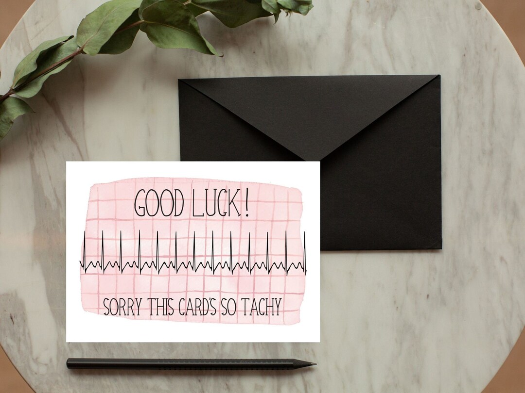 DIGITAL DOWNLOAD | Good Luck | ECG Trace Funny Card | Doctor/nurse ...