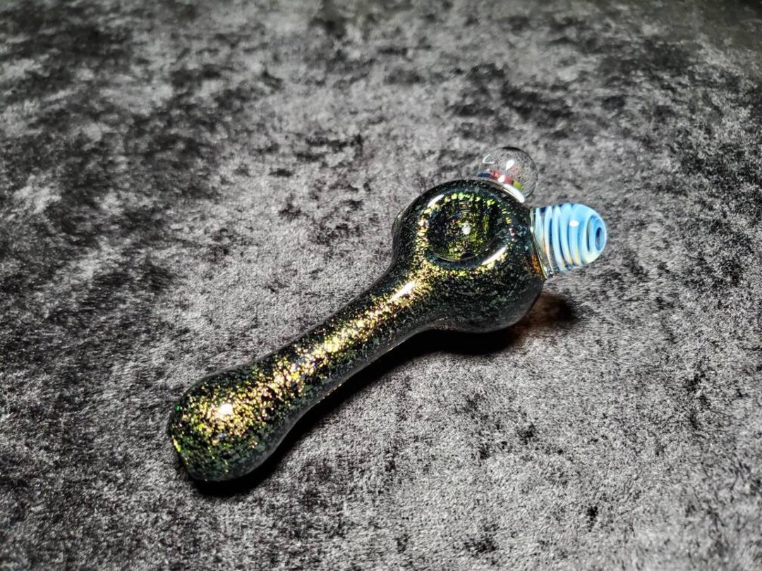 Heady Glass Spoon Pipe With Sparkle and Milli Marble. - Etsy