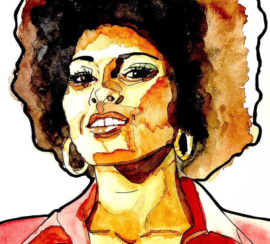 Pam Grier, Portrait Art Print - Foxy Brown - Graphic A4 Illustration ...