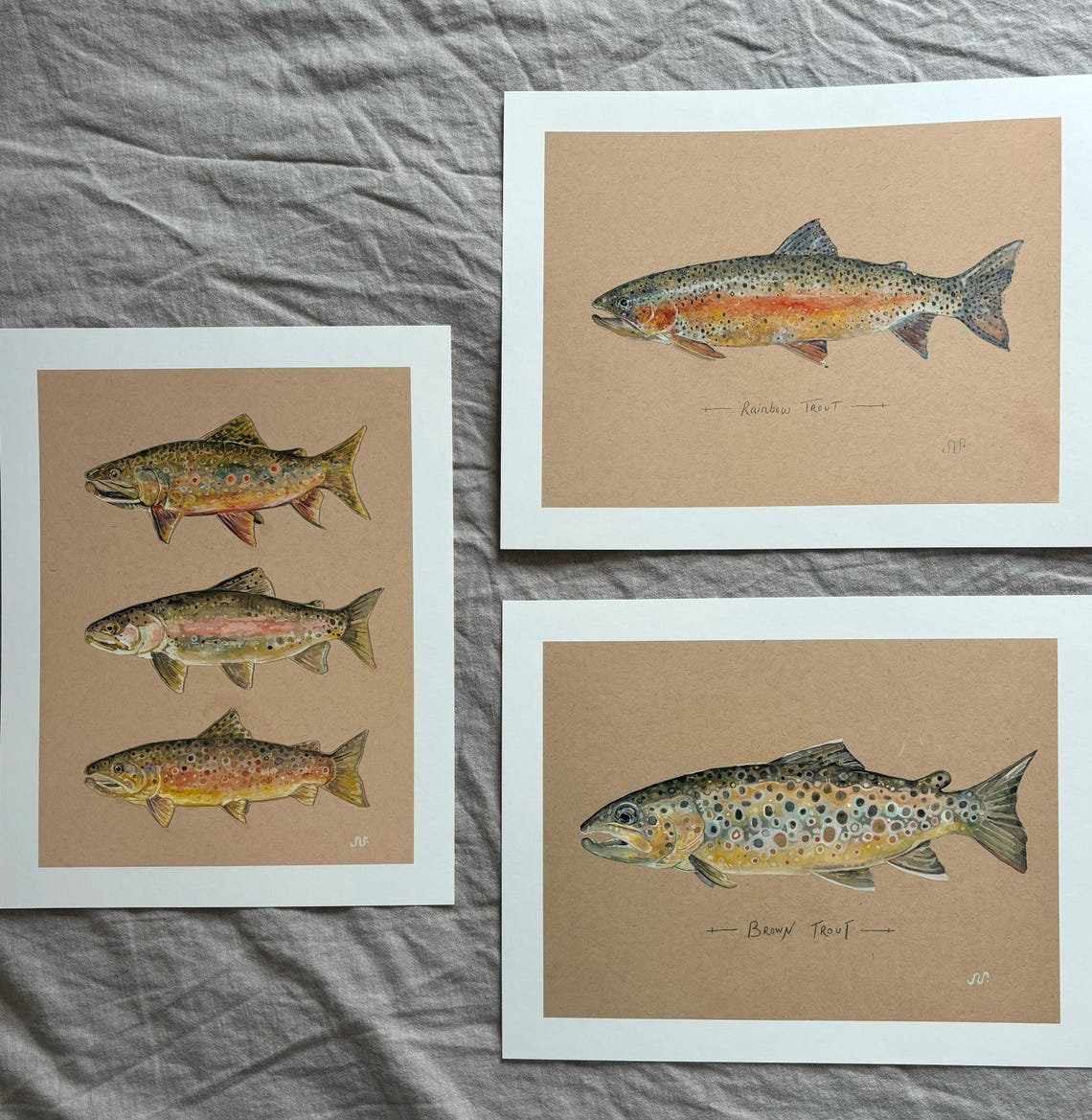 Three Trout Print - Etsy