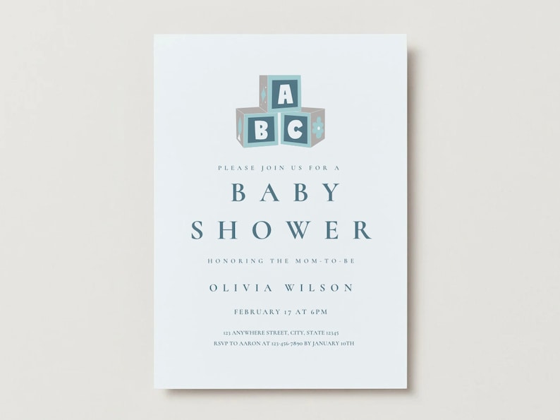 Editable Baby Blocks for Girl Baby Shower Invitation Template Download ...