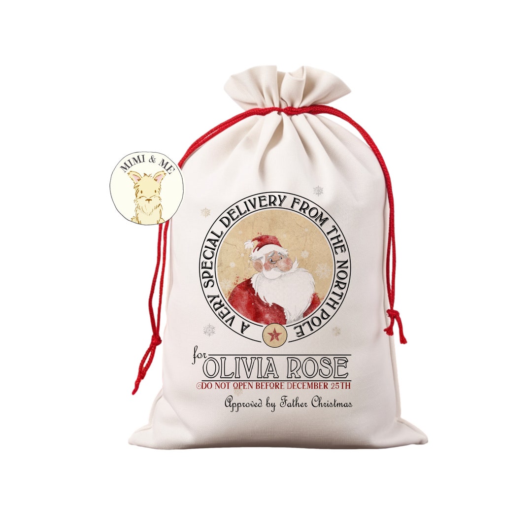 Personalised Classic Santa Sack 50 X 70 Large Sack Linen Look Sack ...