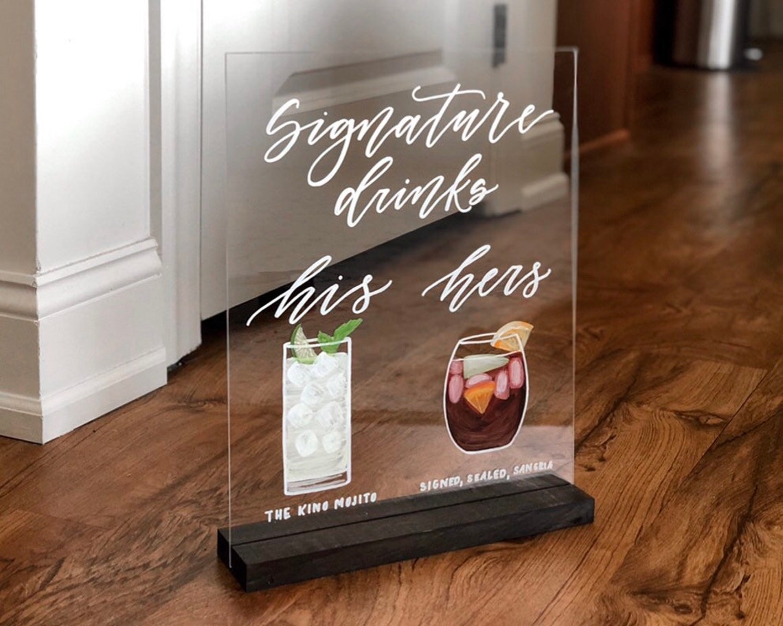 Signature Drink Sign | Hand Painted Drink Sign | Wedding Bar Sign ...