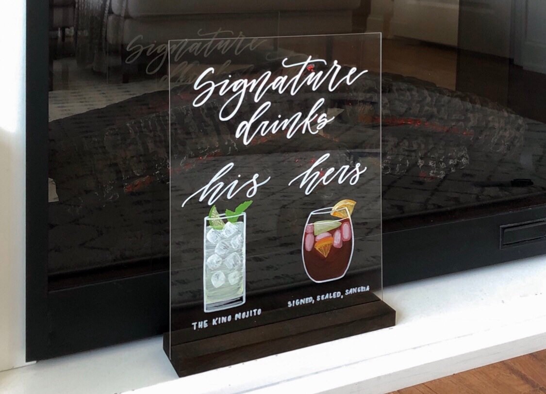 Signature Drink Sign | Hand Painted Drink Sign | Wedding Bar Sign ...