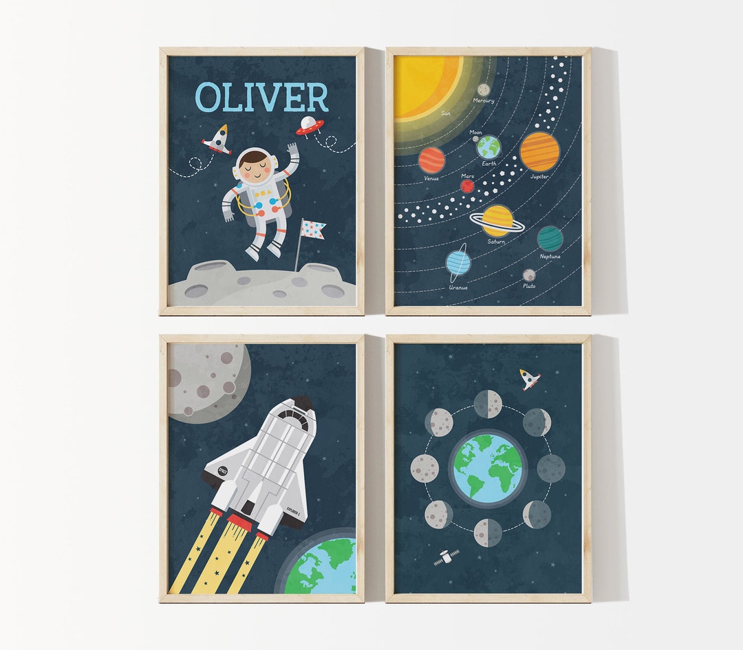 Set of 4 Solar System Poster for Kids - Educational Space Wall Art ...