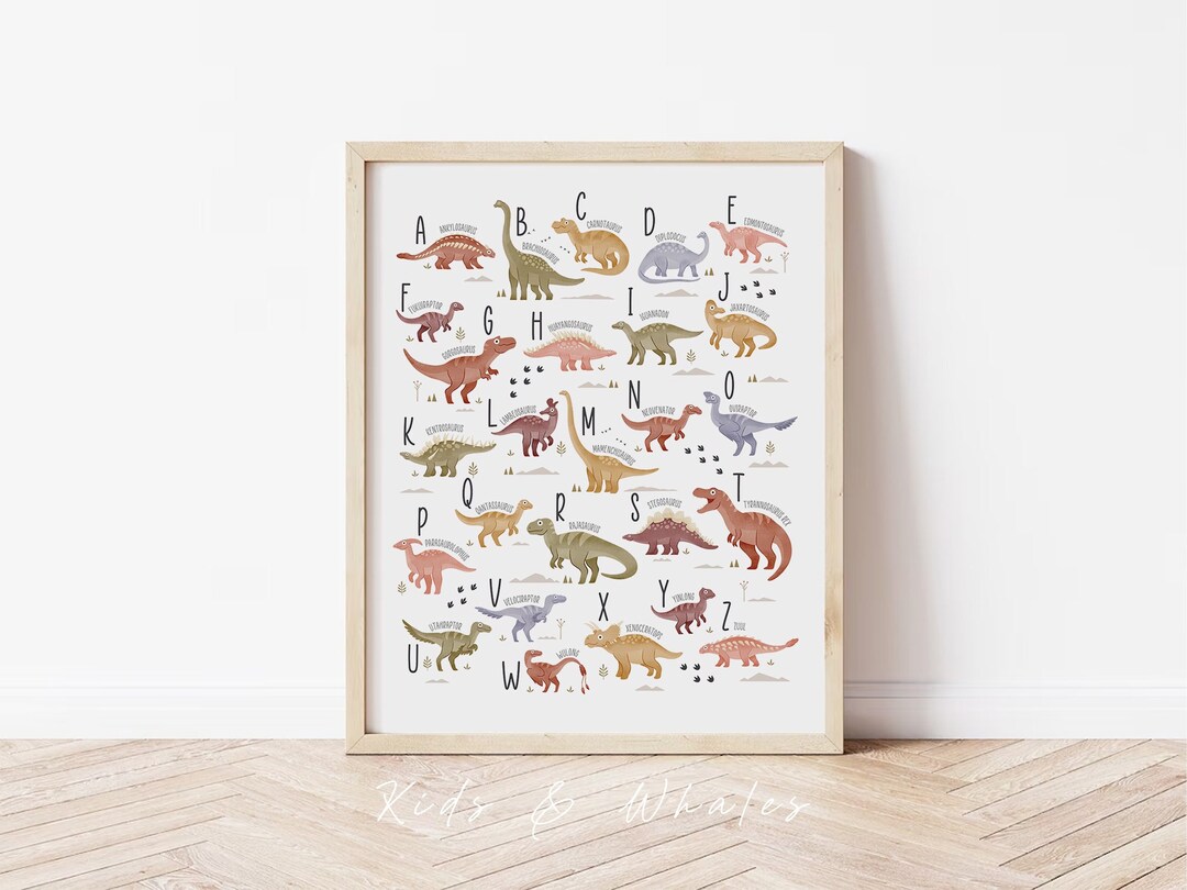 Dinosaur Wall Art Prints - Dinosaur Alphabet Poster - Educational Wall ...