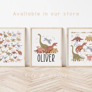 Dinosaur Wall Art Prints - Dinosaur Alphabet Poster - Educational Wall ...