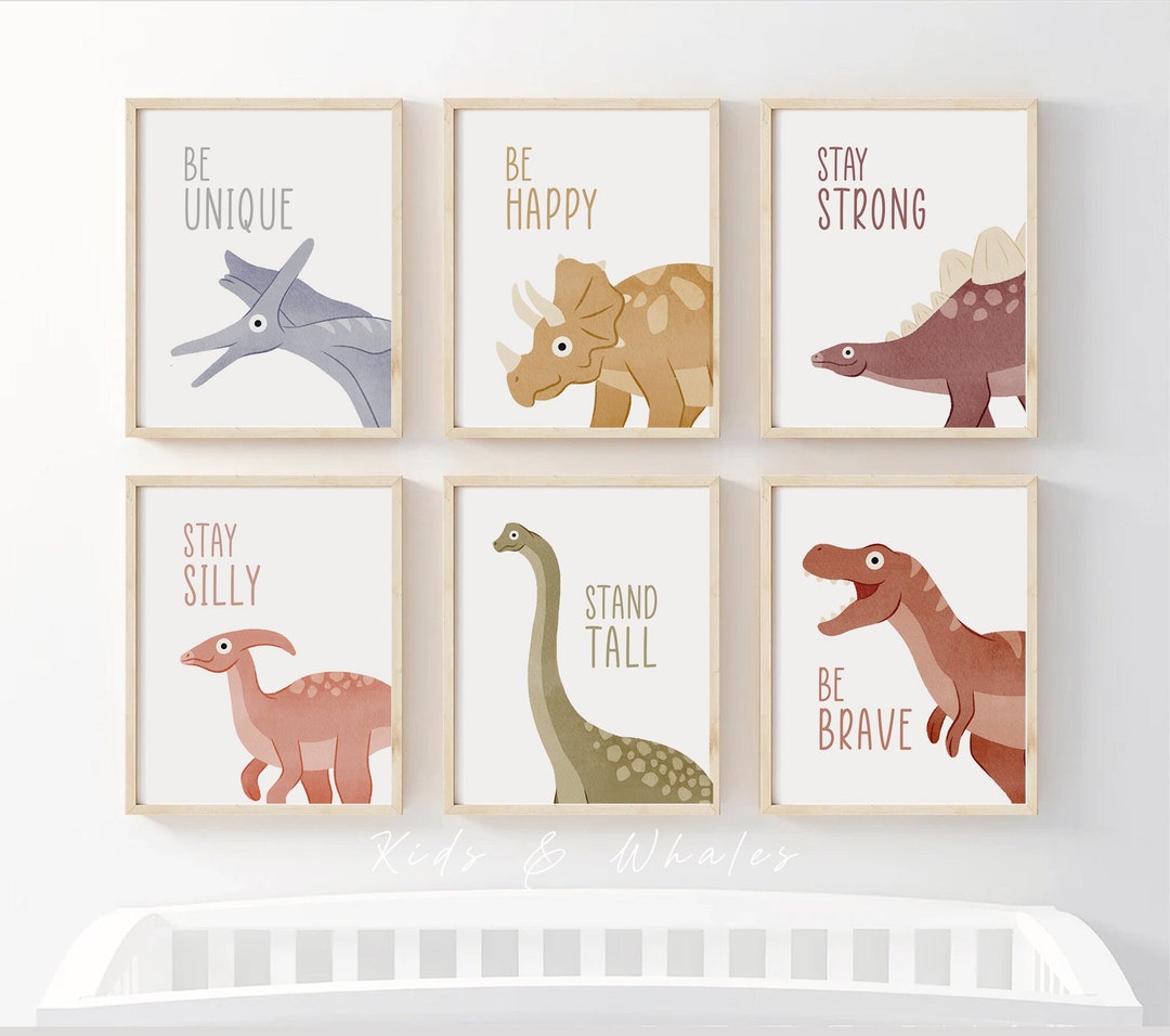Set of 6 Dinosaur Wall Art Prints - Dinosaur Alphabet Poster ...