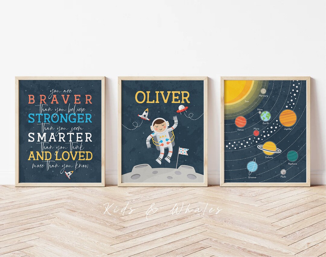 Set of 3 Solar System Poster for Kids - Educational Space Wall Art ...