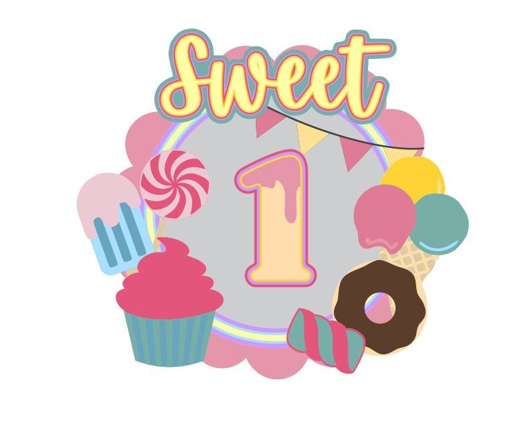Sweet One Two Sweet Themed Birthday SVG FILE Cake Topper - Etsy