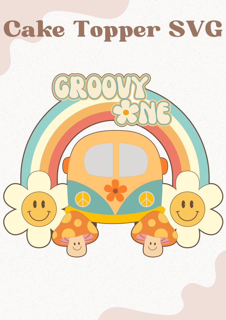 Groovy One Retro Cake Topper SVG - Etsy