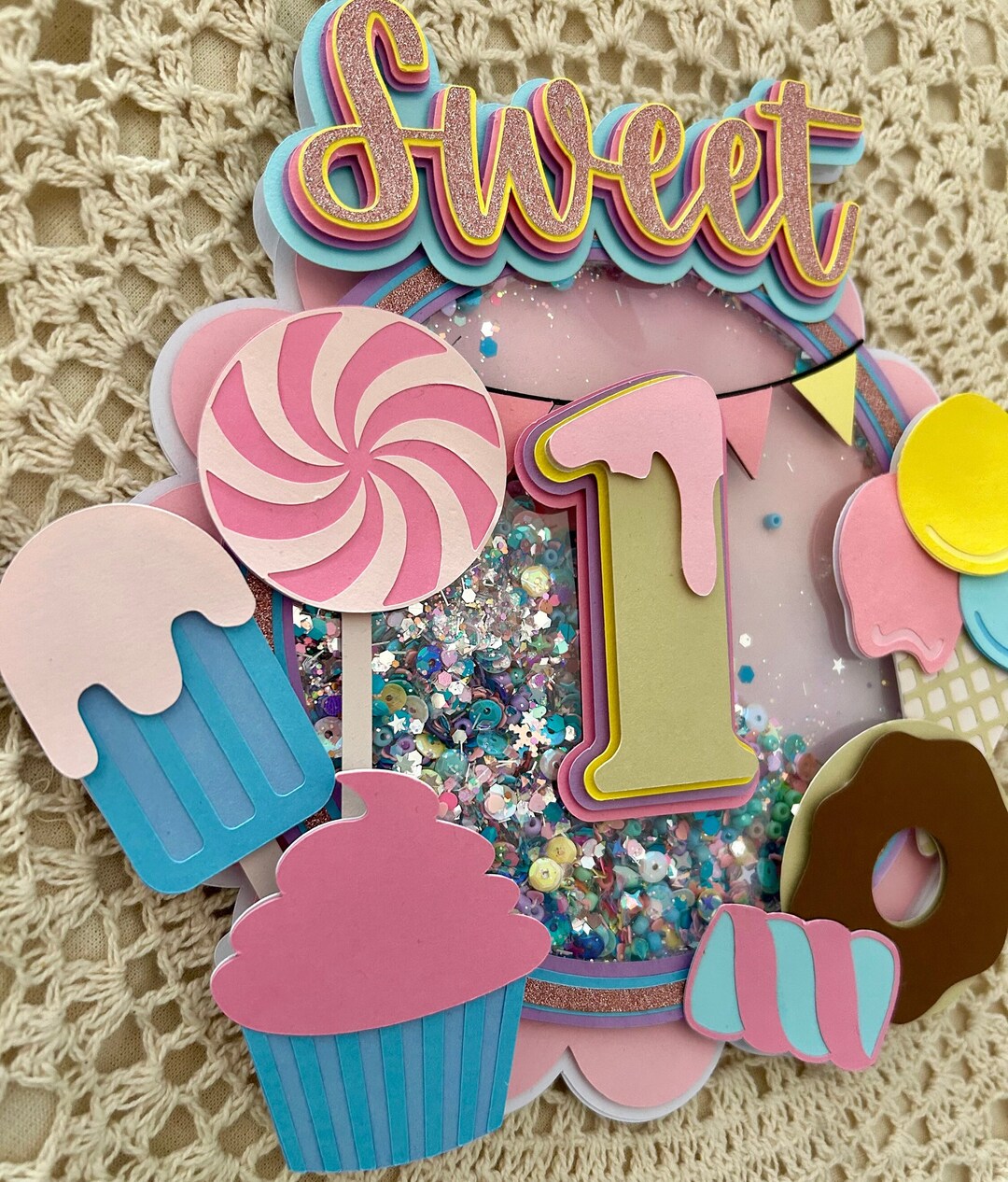 Sweet One Two Sweet Themed Birthday PERSONALISED Cake Topper - Etsy