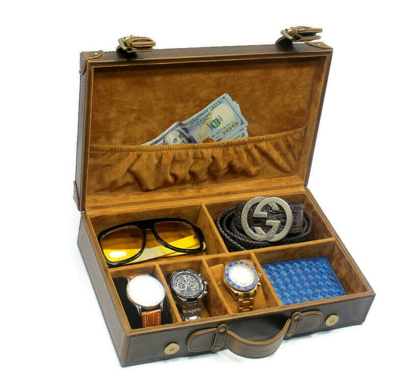 Leather Accessories Box for Men for Women Jewellery Trunk - Etsy