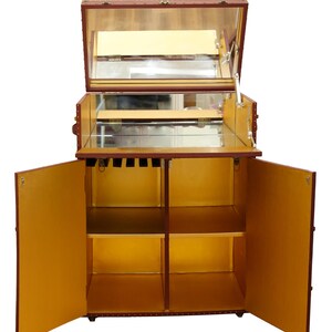 Handmade Top Grain Leather Bar Cabinet With Brass Metal Accents ...
