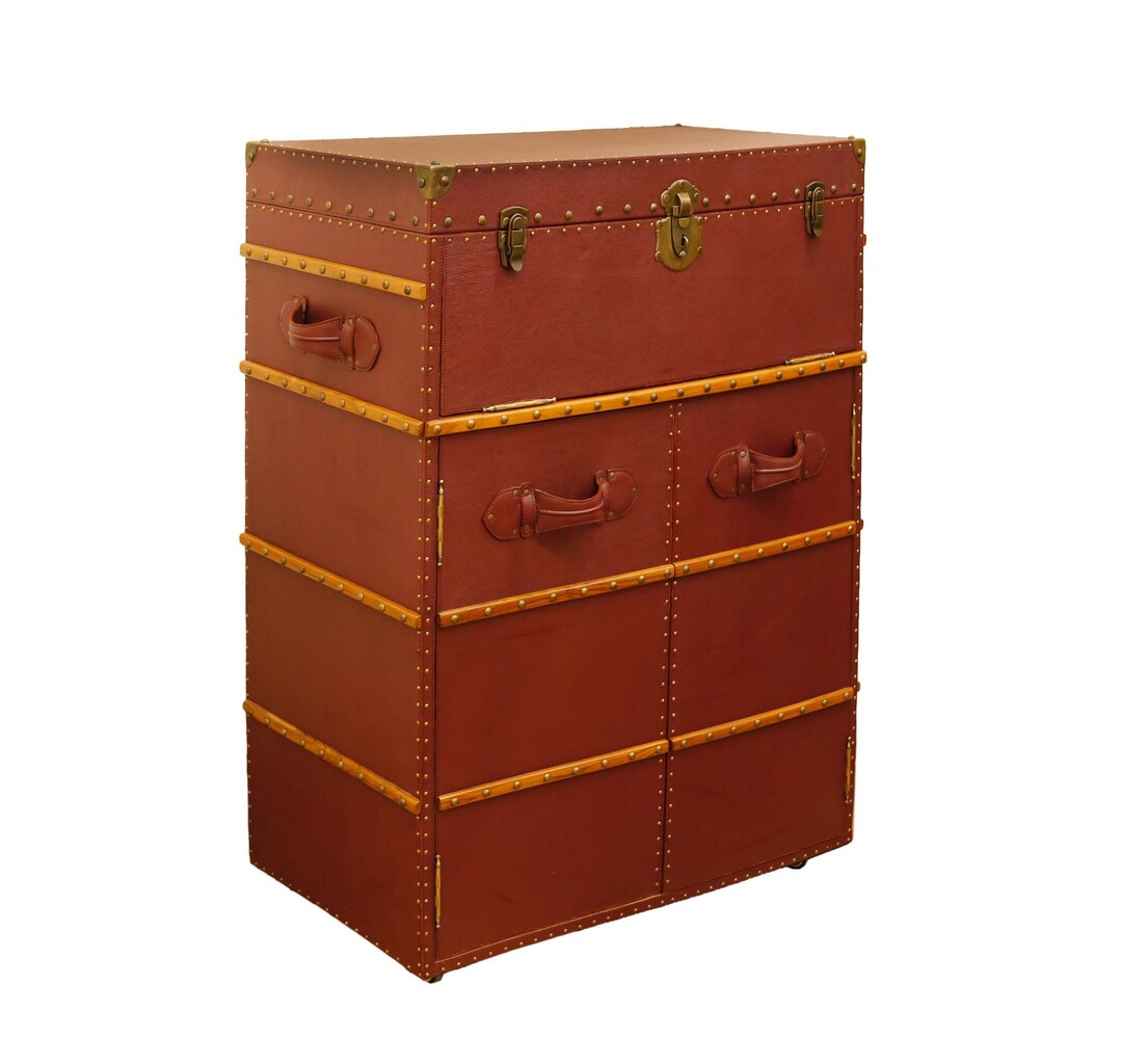 Handmade Top Grain Leather Bar Cabinet With Brass Metal Accents ...