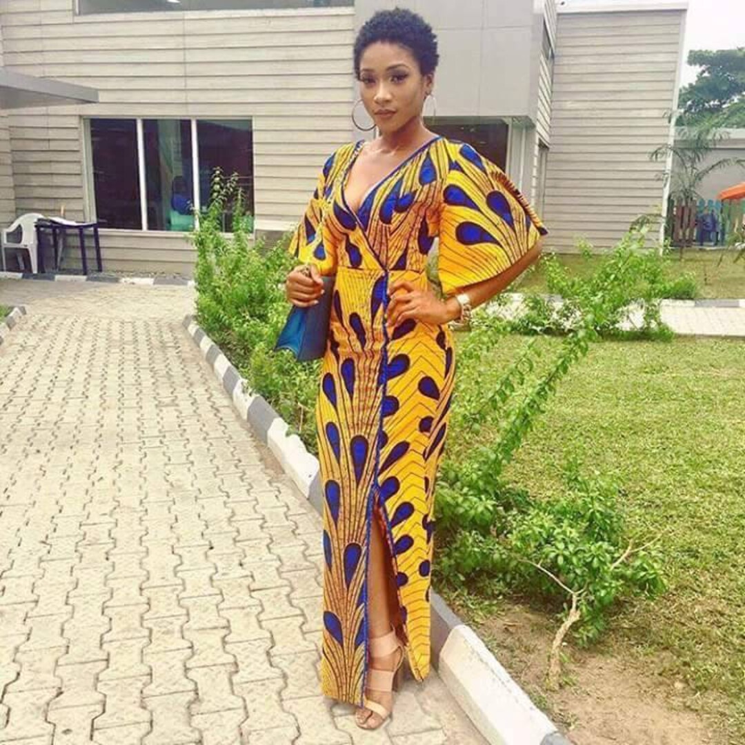 Long Gown, Mother Care Neck, Back Zipper, Front Slit, Flayed Hand ...