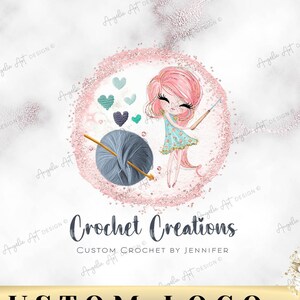 Crochet Business LOGO Crochet Girl Custom Logo Template Crocheting Yarn ...