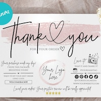 Printable Luxury Thank You Card Template, Small Business Thanks for ...