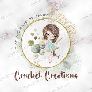 Crochet Yarn Business LOGO Template Greenery Gold Crochet Maker ...