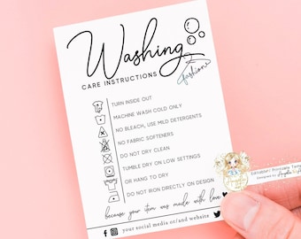 Washing Instructions Template Insert Card Template Printable Washing ...