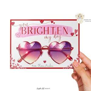 EDITABLE Sunglasses Valentines Cards Printable, Hearts Valentines for ...