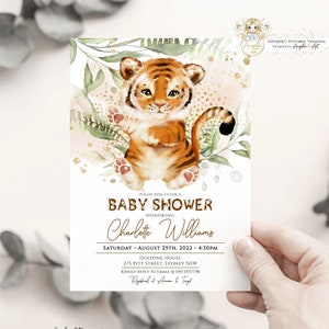 Editable TIGER Boy Girl Invitation Set Template, Gender Neutral Tiger ...