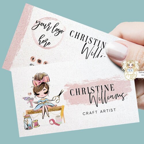 RAINBOW Crafter Business Card Template Editable Crafty - Etsy