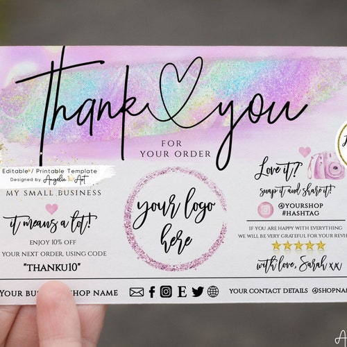 ADD YOUR LOGO Printable Small Business Insert Card / Simple | Etsy