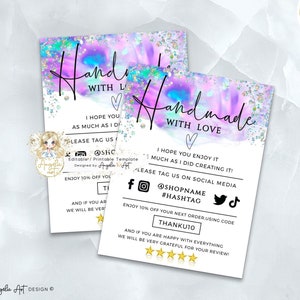 COLIBRI Holographic Glitter Handmade Business Insert Card Template ...