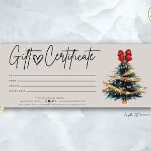 Christmas Tree Glitter Gift Certificate Template Editable Voucher Gift ...