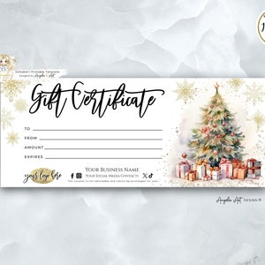 Christmas Tree Gift Certificate Template Editable Printable Gift ...