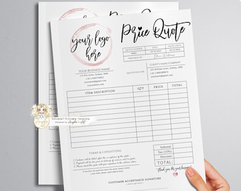 Quotation Template Editable Quote Form Price Quote for Small Business ...