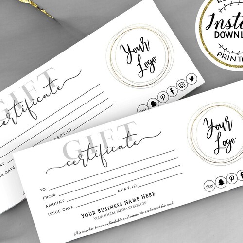 Editable PDF Gift Voucher Card Printable Template | Etsy
