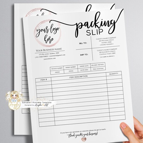 Editable Simple Modern PACKING SLIP Template Order Tracker - Etsy