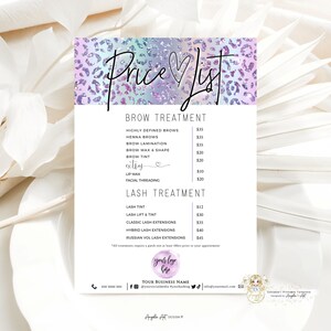 LEOPARD - Editable Holographic Price List Template, Printable Business ...