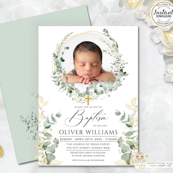 Baptism Photo Invitation - Etsy