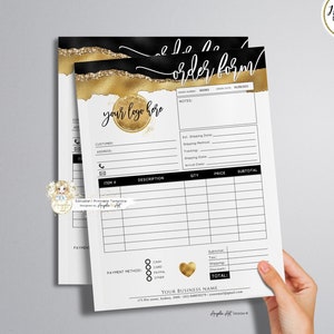 TOUCAN - Black Gold Glitter Order Form Template EDITABLE Printable ...