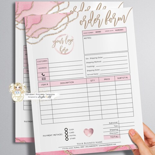 ADD Your LOGO / Editable Order Form Template / Printable - Etsy