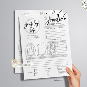 Editable HOODIE Order Form Template, Simple Modern Printable Order Form ...