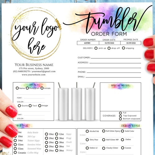 Editable Sublimation Tumbler Order Form Template Custom - Etsy