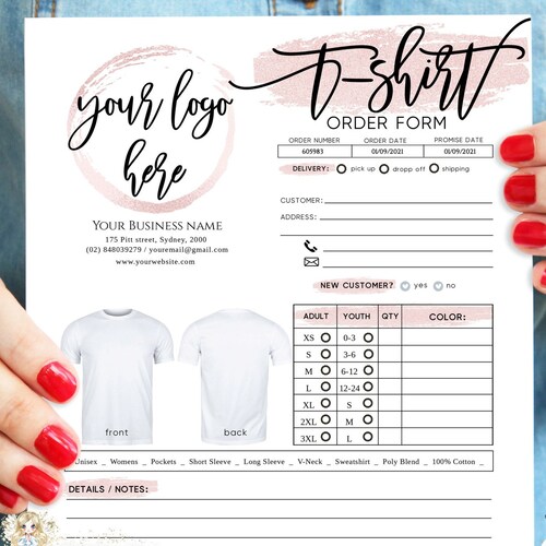 ADD Your LOGO / Editable Order Form Template / Printable | Etsy