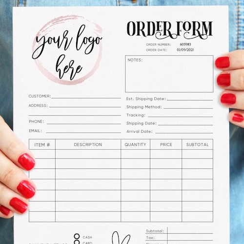 EDITABLE Printable Order Form Template ADD Your LOGO - Etsy