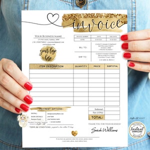 ORO - Modern Gold INVOICE Form Template, Gold Printable Invoice Form ...
