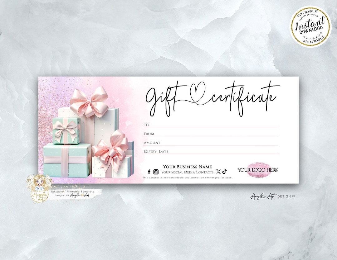Editable Pastel Christmas Gift Certificate Template Holiday Printable ...