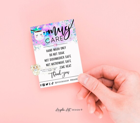 COLIBRI Editable Printable Mug Care Card Template | Etsy