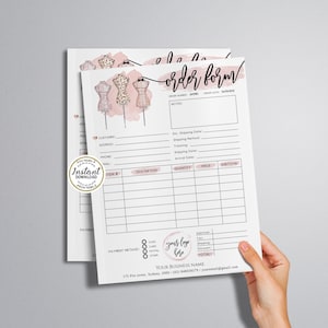 ROSY Rosegold Mannequin Order Form Template, Modern Designer Printable ...